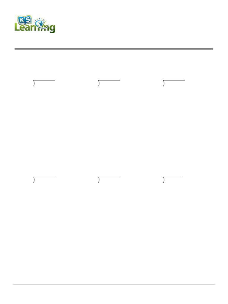 Grade 6 Long Division by 2 Digit Divisors C K5Learning | PDF