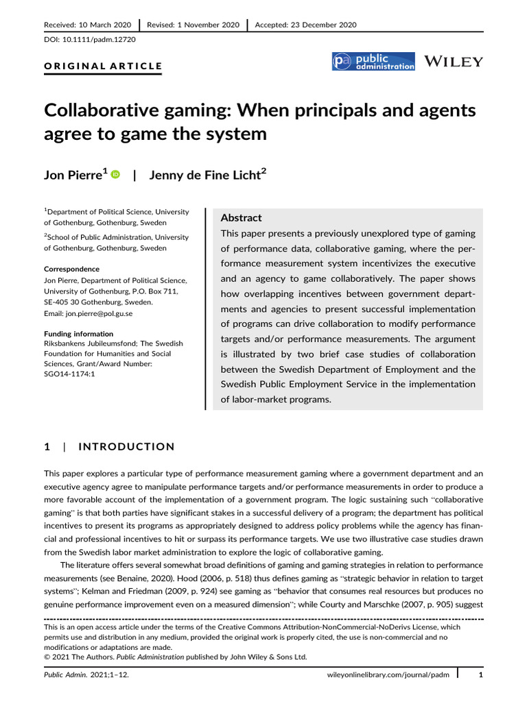 Collaborative gaming_ When principals and agents agree to game the ...