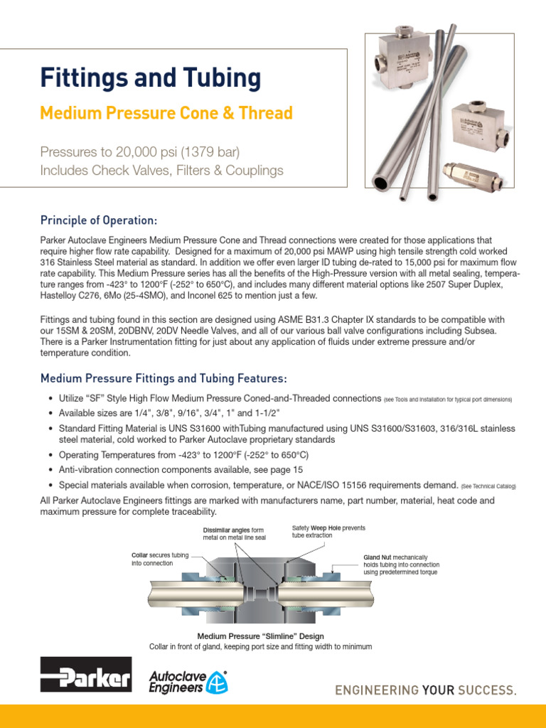 Medium Pressure Cone and Thread Fittings and Tubing | PDF | Pipe (Fluid ...