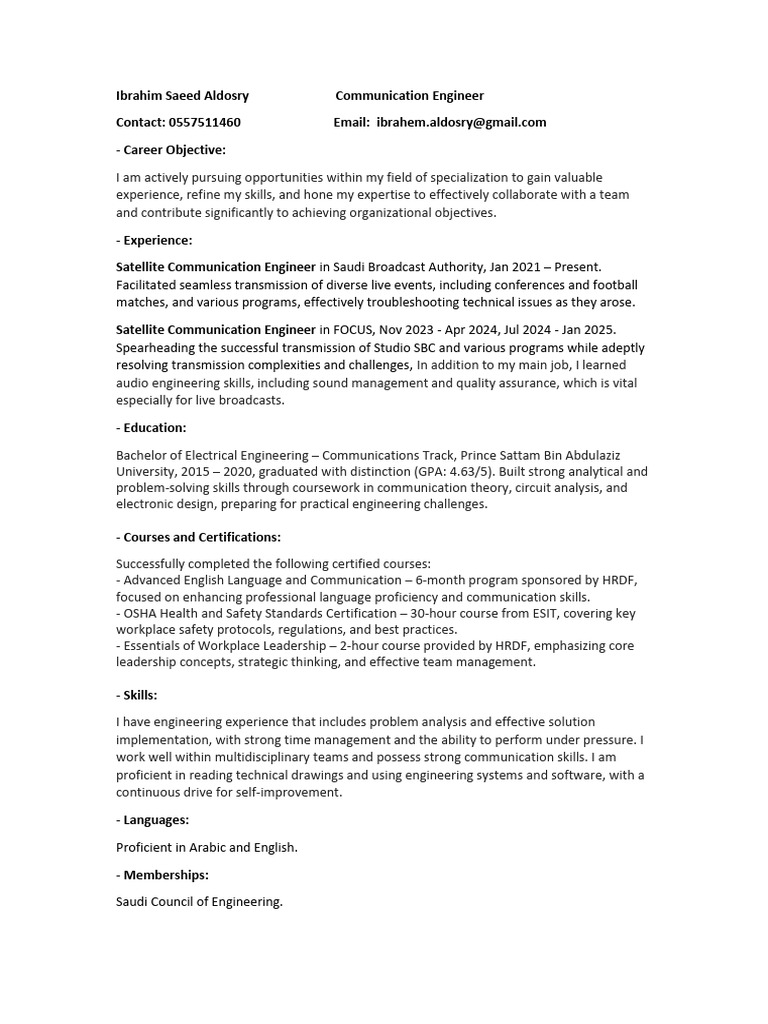 Ibrahim Saeed CV Jun 2025 | PDF