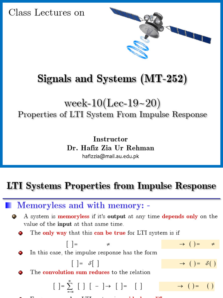 Lecture-19 20 (Week-10) Properties of LTI System Based On Impulse Response | PDF | Digital ...