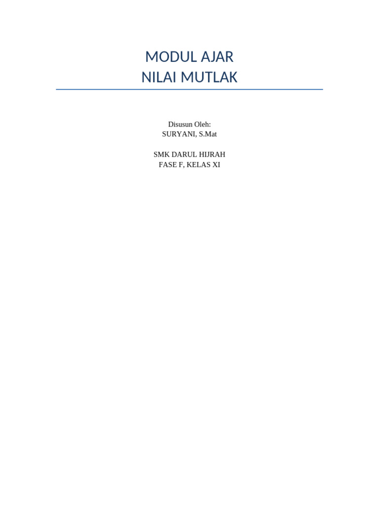 Modul Ajar Nilai Mutlak Final Complete | PDF