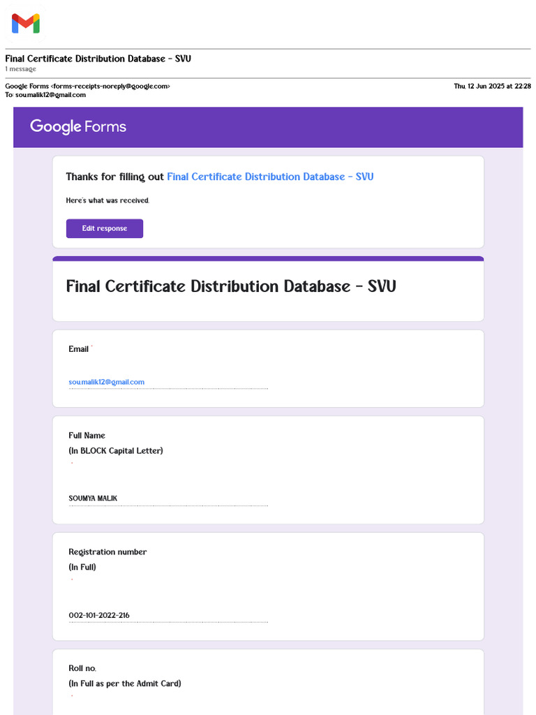 Gmail - Final Certificate Distribution Database - SVU | PDF
