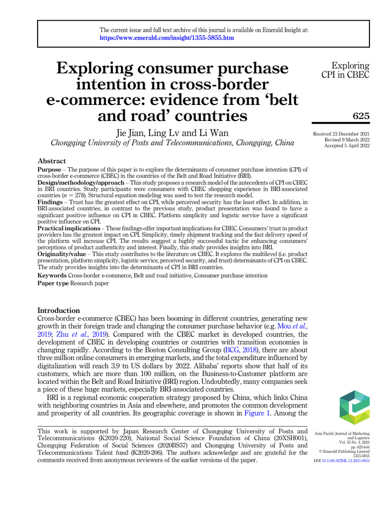 Exploring Consumer Purchase Intention in Cross-Border E-Commerce ...