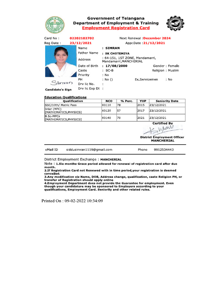 Employment Card | PDF