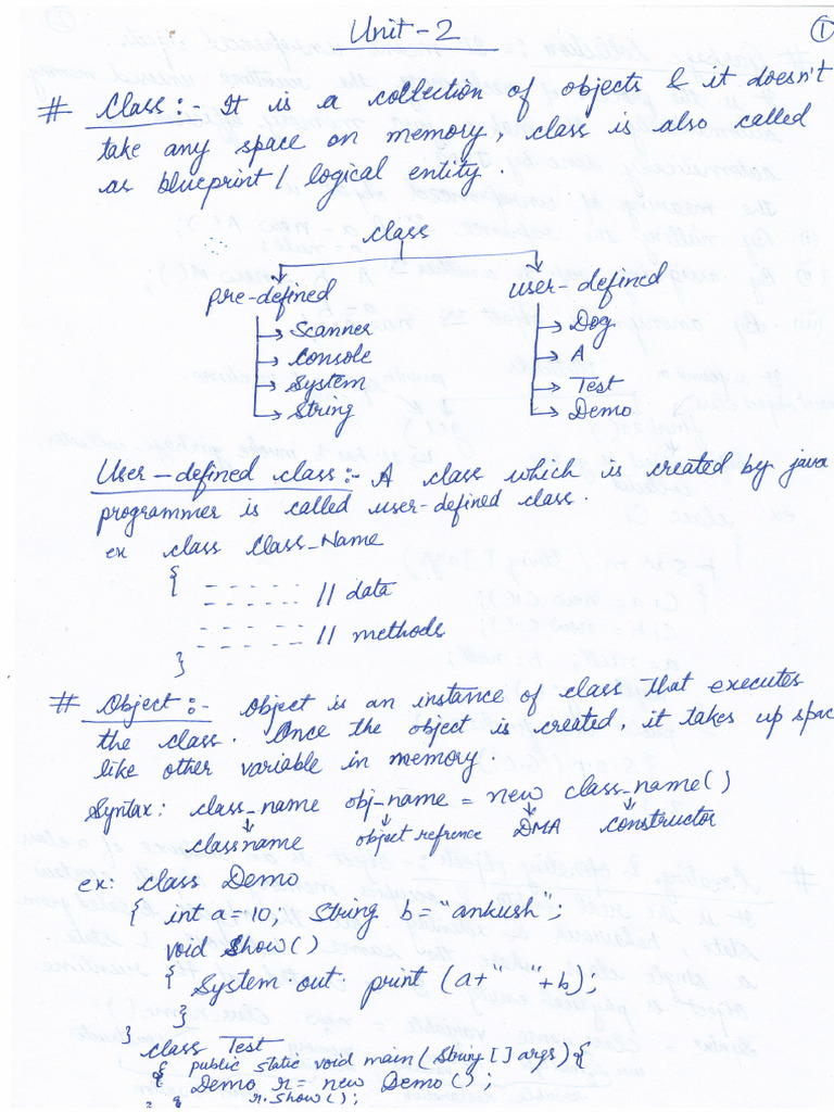 Object Oriented Concepts Using Java Unit 2 | PDF