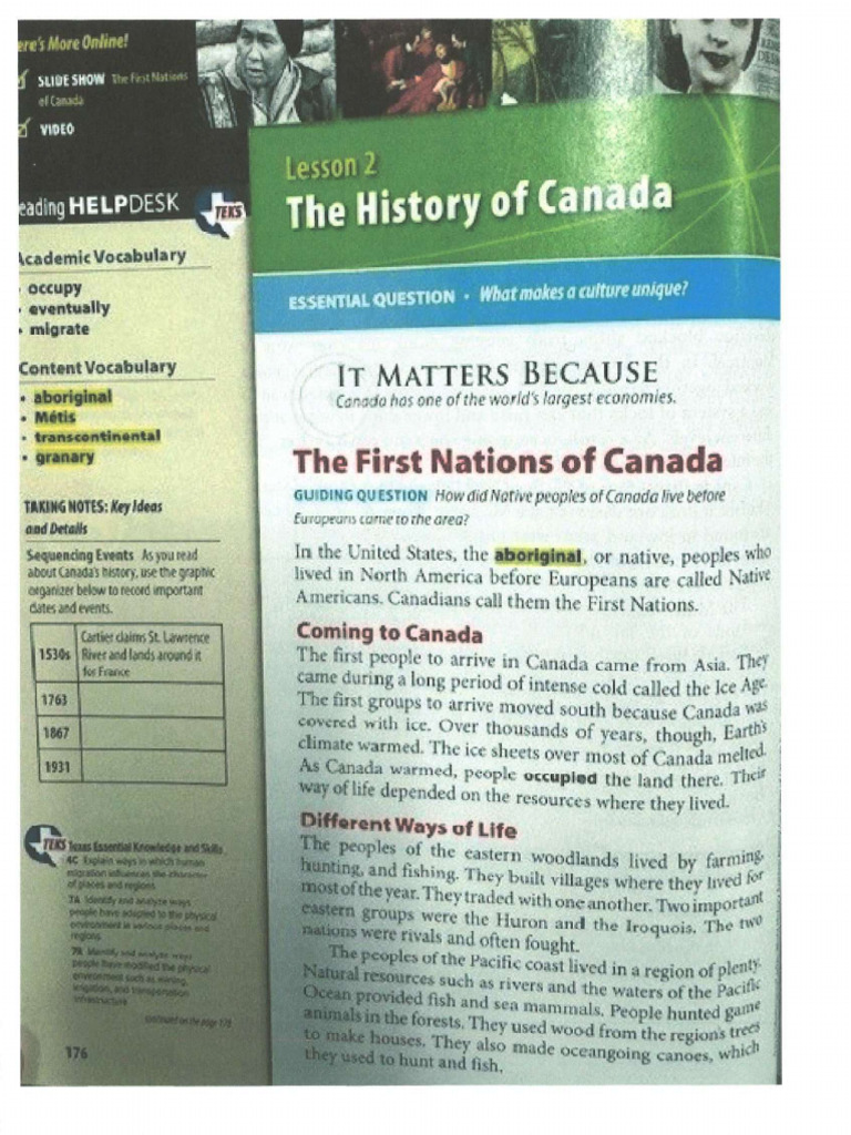 History+of+Canada+Guided+Reading+Text+Book+Pages+176 181 | PDF