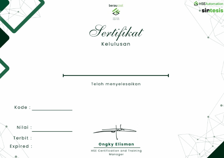 Sertifikat KELOMPOK MATERI PELATIHAN DASAR KMPD 2025 - REFRESH | PDF