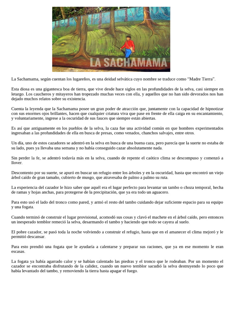 Leyendas de Yacumama y Sachamama | PDF