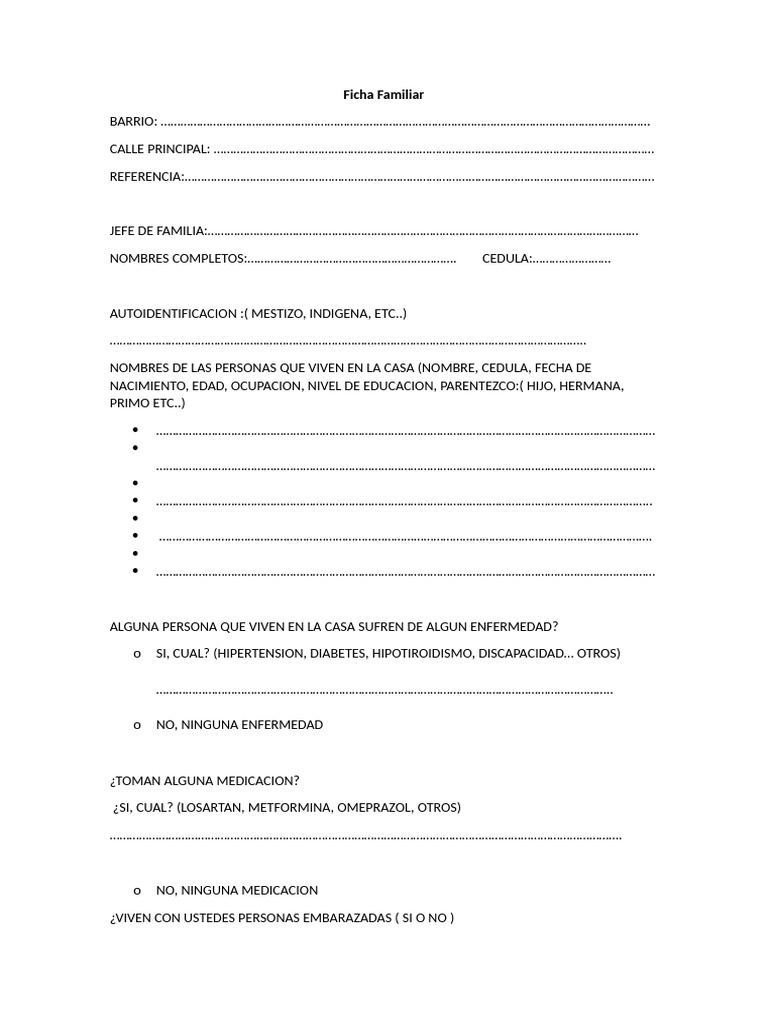 Ficha Familiar. | PDF