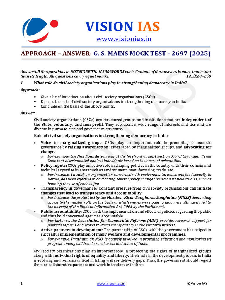Vision Ias Mains 2025 T-7 English Solutions | PDF | Malnutrition ...