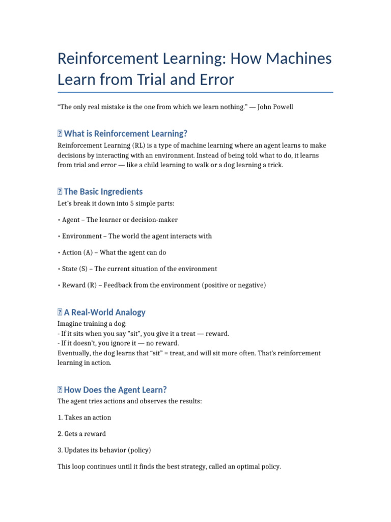 First Reinforcement Learning Blog Post | PDF