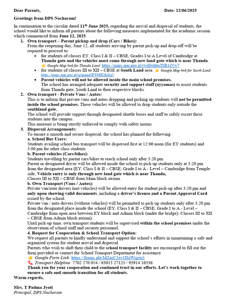 Important Instructions - Arrival & Dispersal | PDF | Land Vehicles | Public Transport