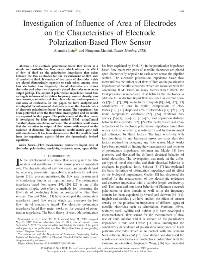 2 Electrode Polarization Base Flow Sensor | PDF | Flow Measurement ...