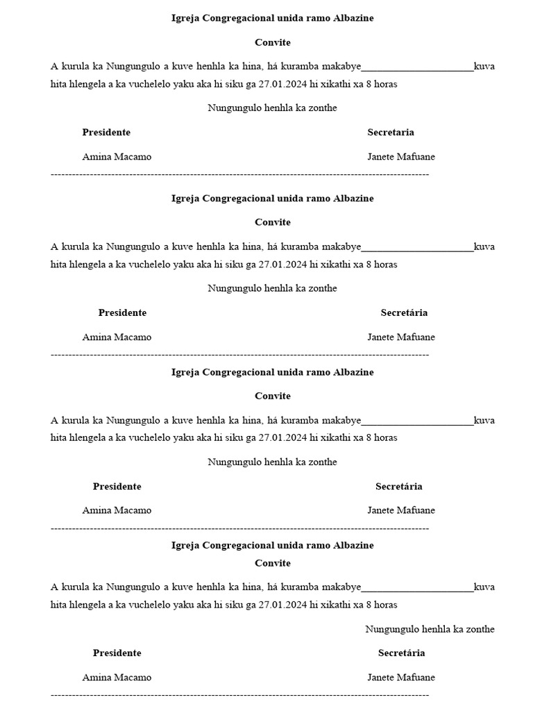 Igreja Congregacional unida ramo Albazine | PDF