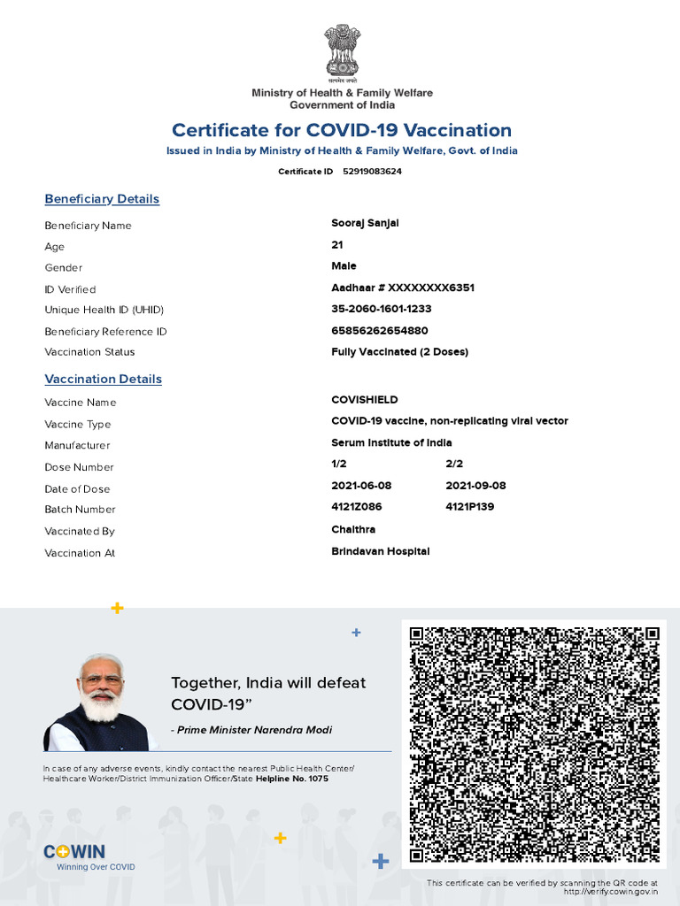 Vaccine Certificate | PDF