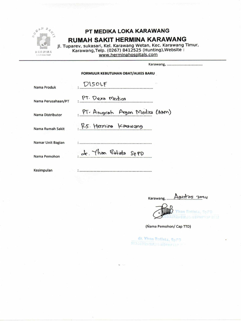 Memo Disolf RS Hermina | PDF