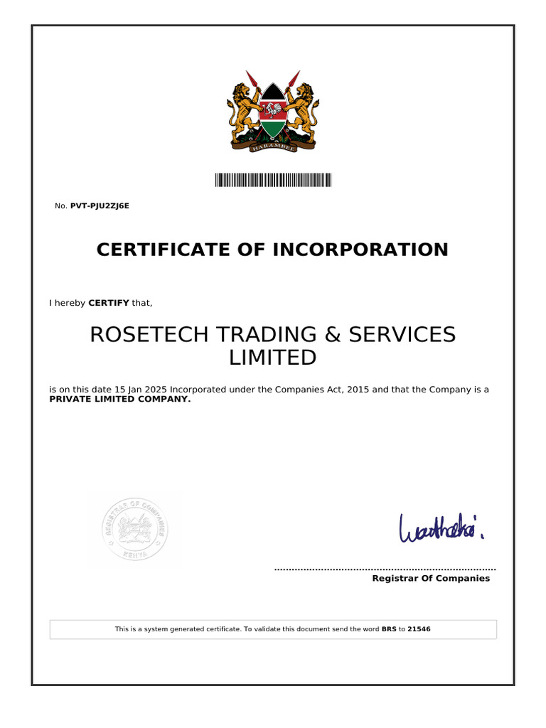 Cert of Incorp | PDF