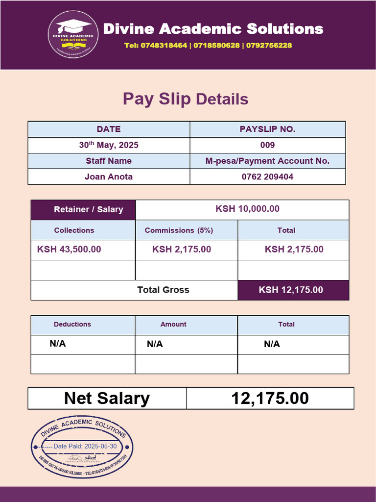 Joan Pay Slip Details | PDF