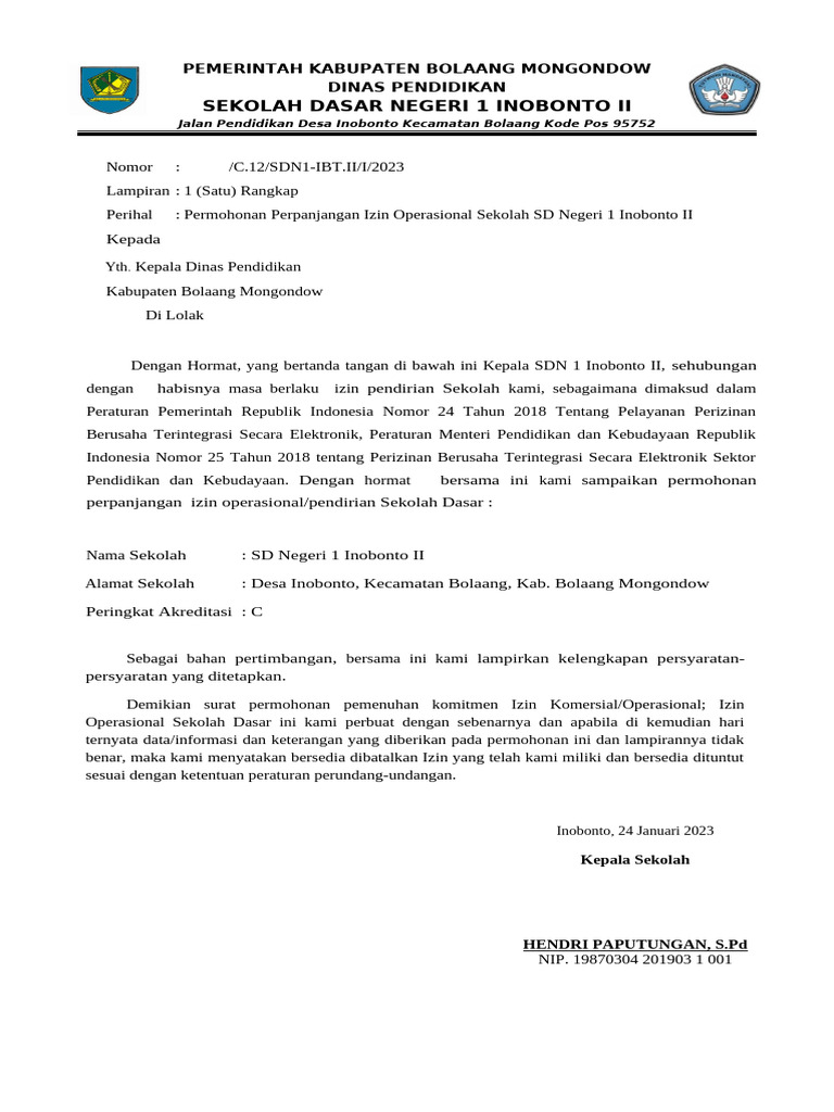 Surat Ijin Permohonan Operasional | PDF