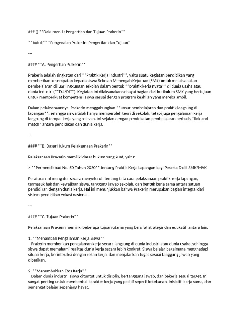 Pengertian Prakerin | PDF