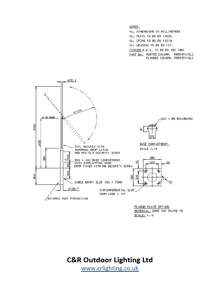 4m Mid Hinged Root Mounted Lamp Column | PDF