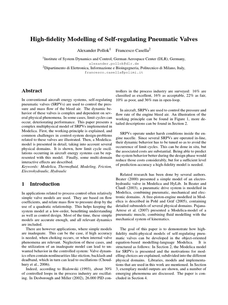 A Simplified Lumped Parameter Model For Pneumatic Self Regulating ...