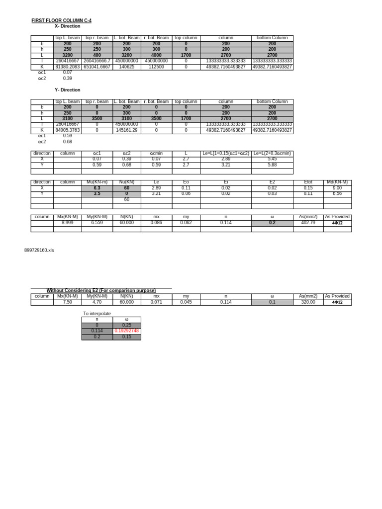 Column Structural Design Template | PDF