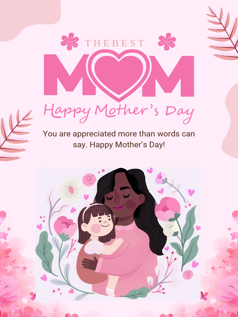 Pink Illustrative Mother's Day A4 Document | PDF