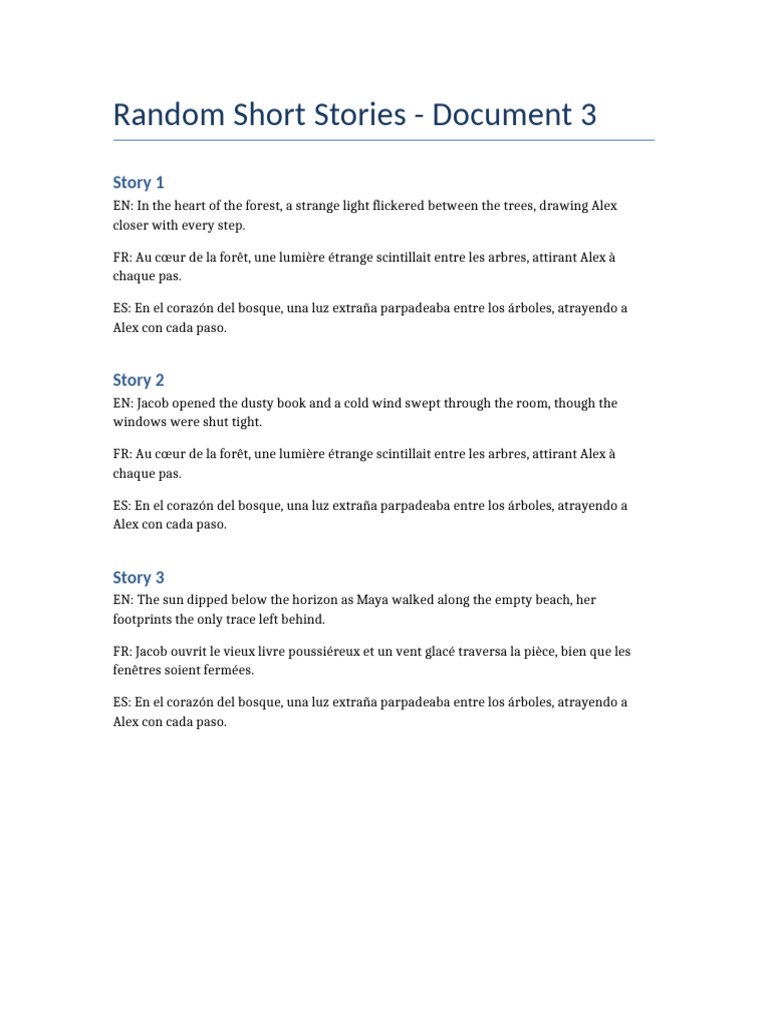 Short Stories Doc 3 | PDF
