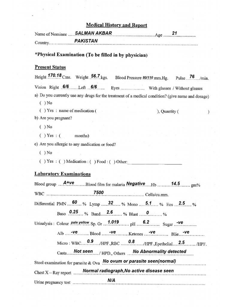 Medical Form | PDF