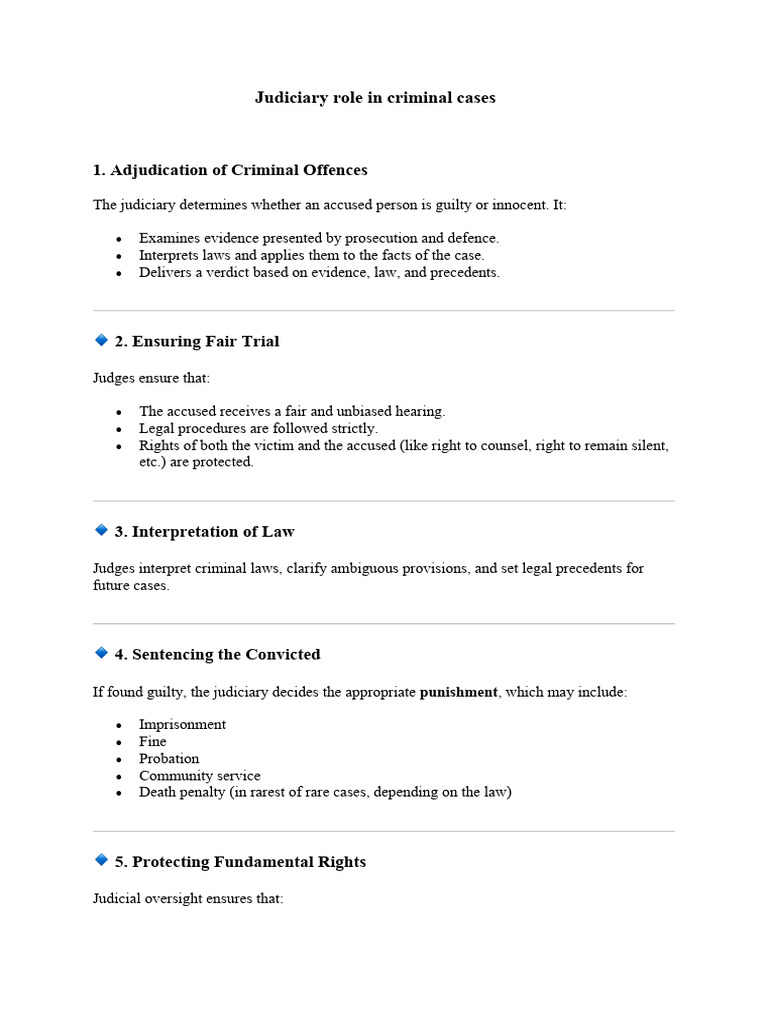 Judiciary's Role in Criminal Justice | PDF