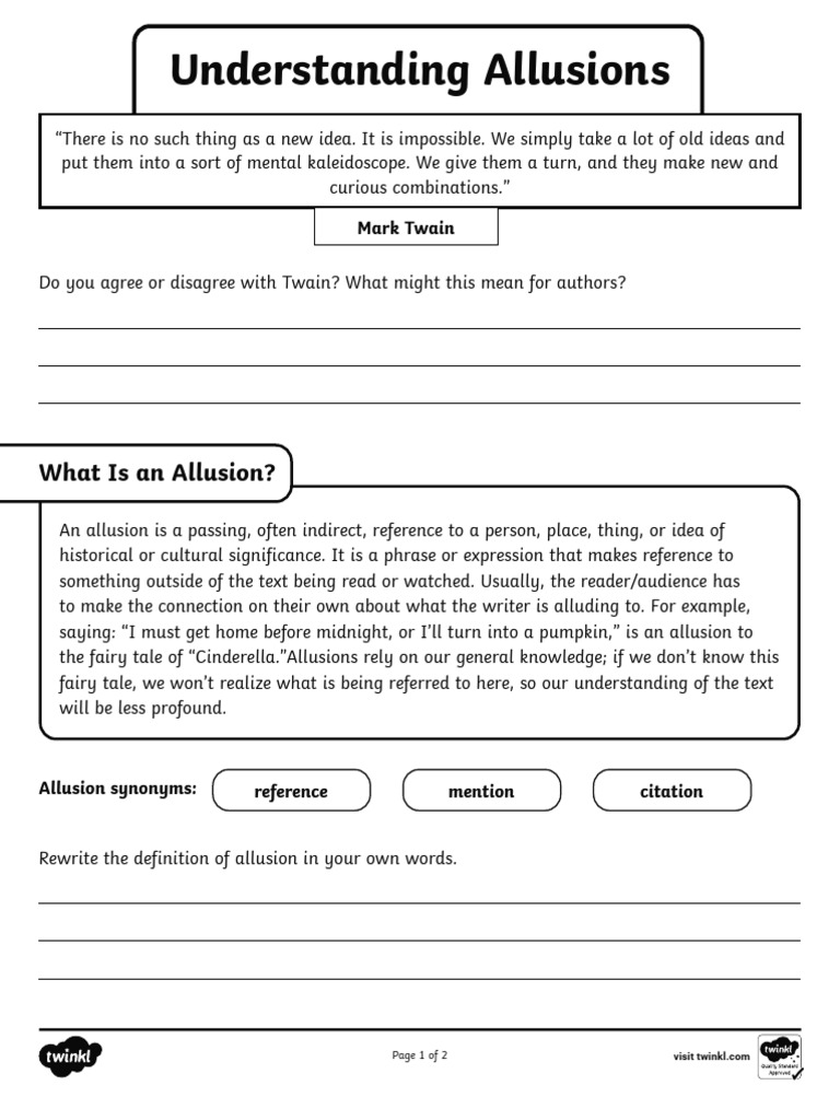 Seventh Grade Understanding Allusions Activity | PDF
