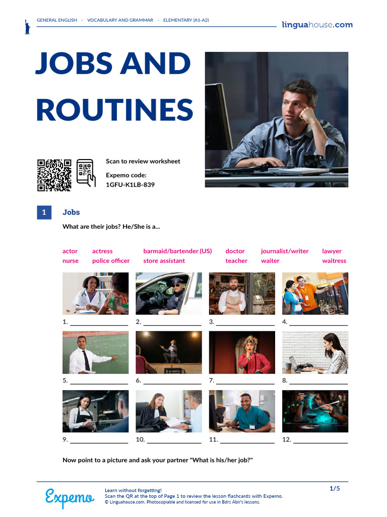 Jobs and Routines American English Student A1 A2 | PDF | Chess Theory ...