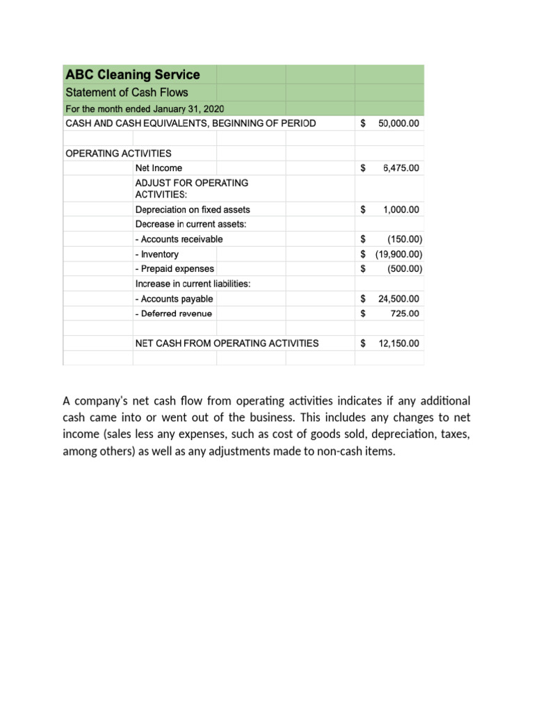 Cash Flow Sample | PDF