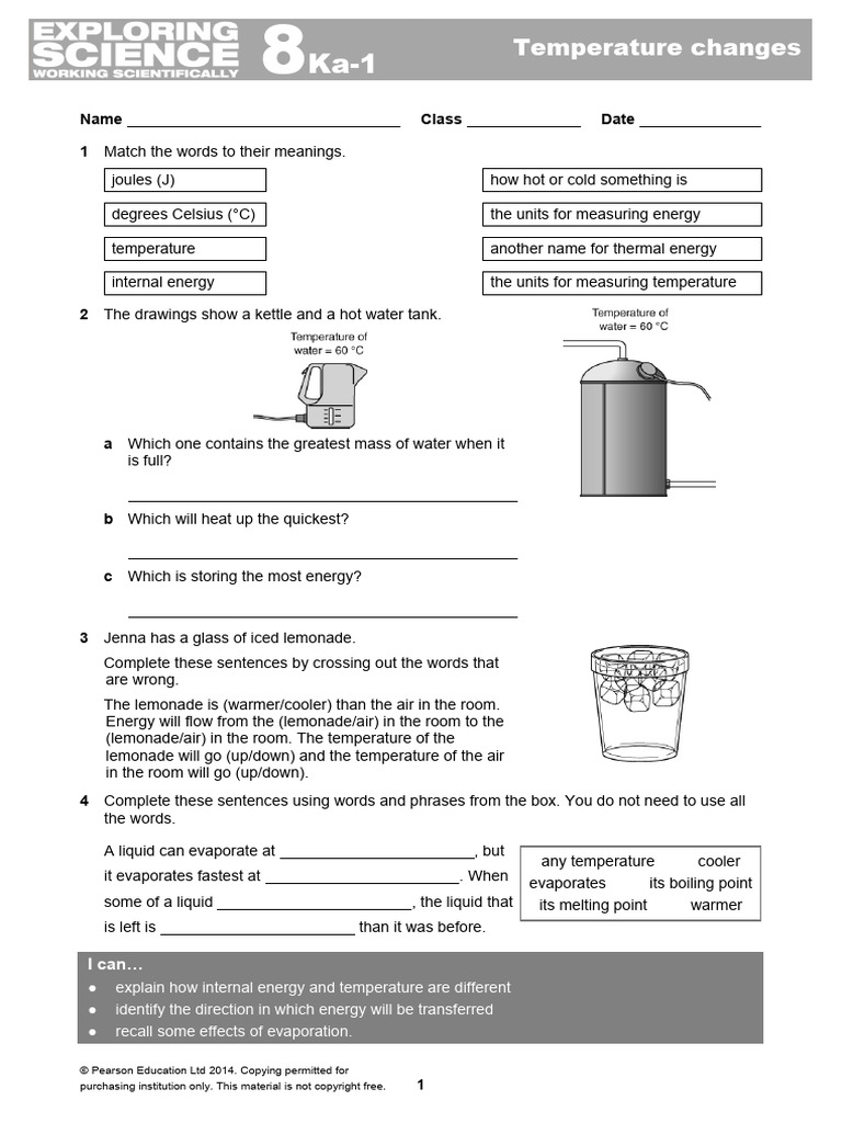 8K Worksheets | PDF | Thermal Conduction | Temperature