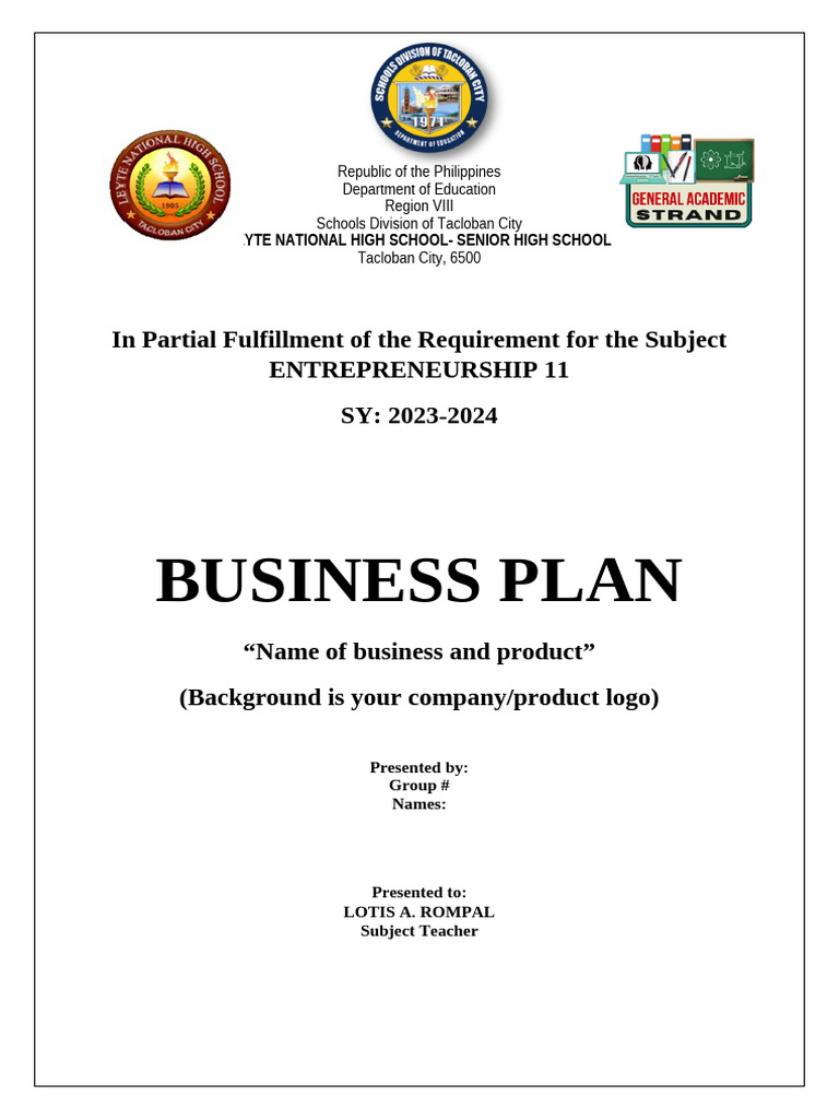 Business Plan for Entrepreneurship 11 | PDF