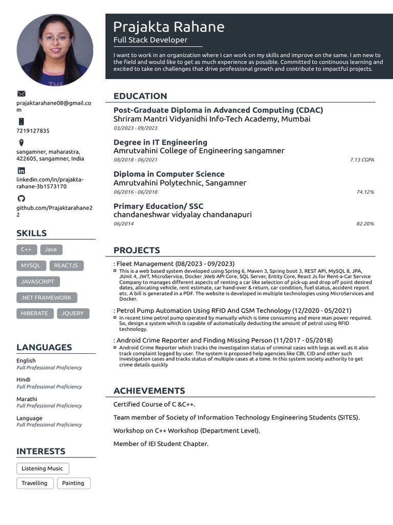Prajakta's Resume _compressed | PDF | Computing | Software Engineering