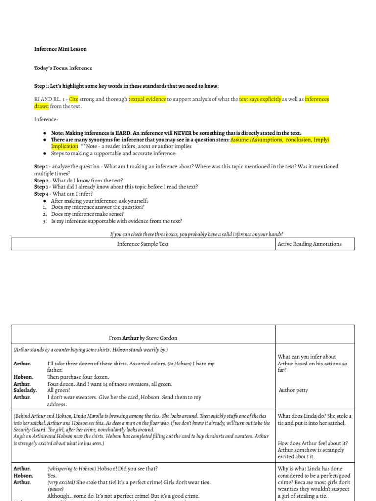 Capizzani - Inference Mini Lesson | PDF | Statistical Inference