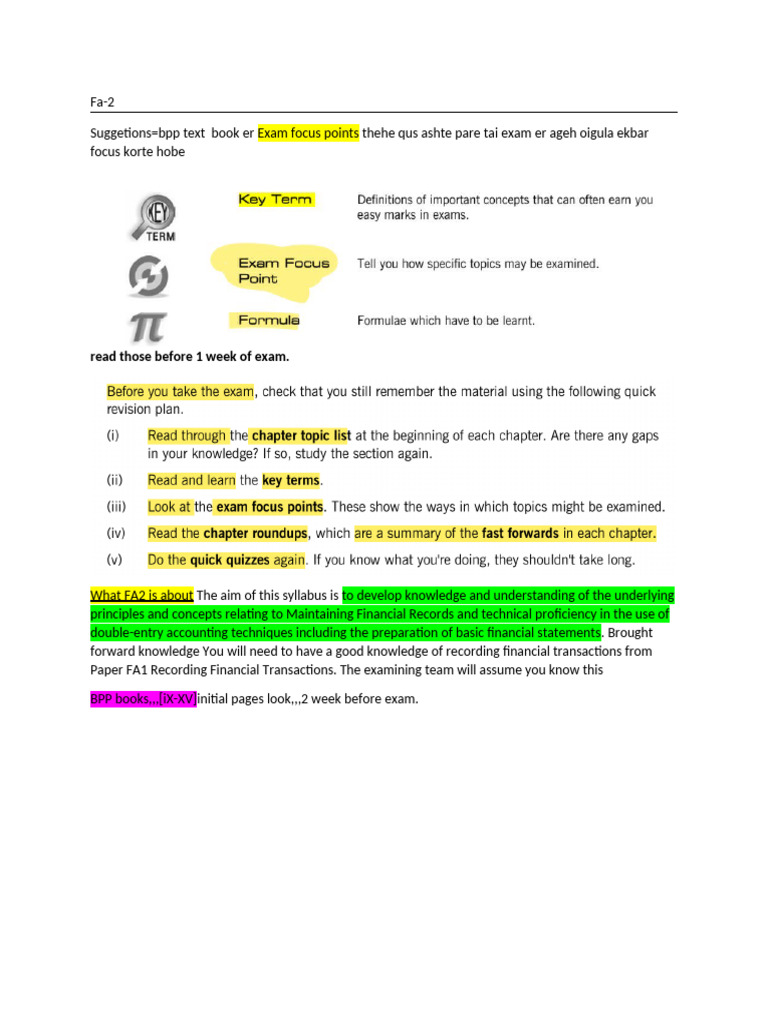 FA2 Exam Preparation Guide | PDF
