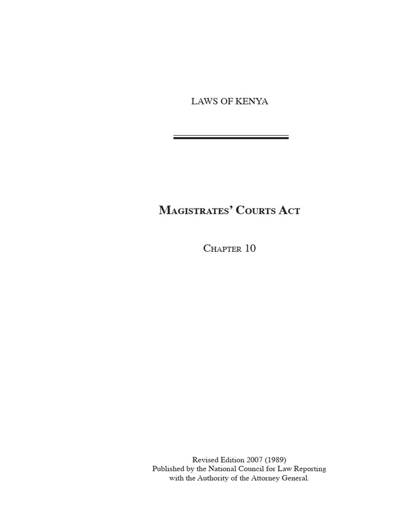 Magistrates Courts Act Cap 10 | PDF | Magistrate | Justice