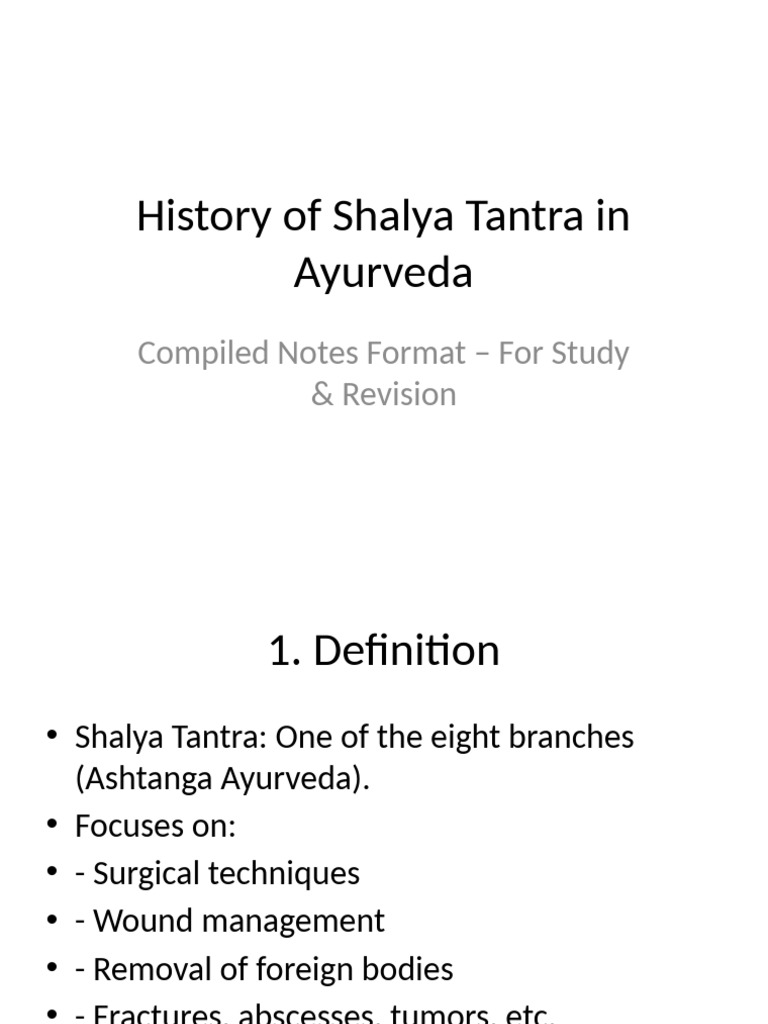 History of Shalya Tantra Notes | PDF