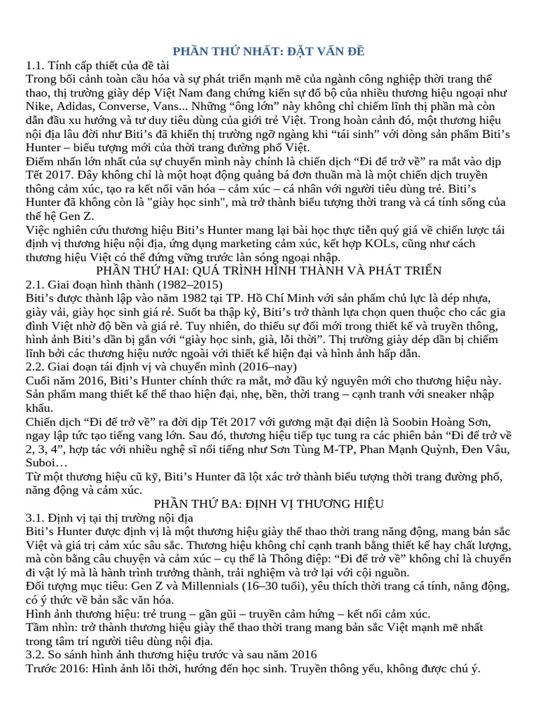 Bao Cao Thuong Hieu Bitis Hunter | PDF