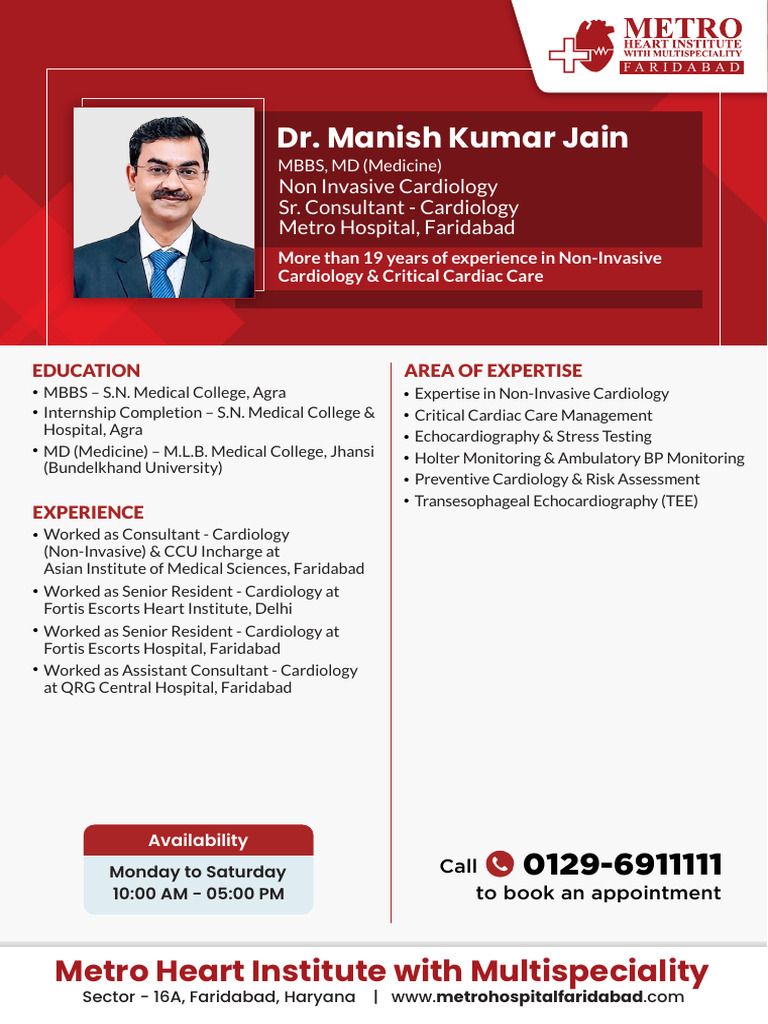 Dr. Manish Kumar Jain - Cardiology Expert | PDF