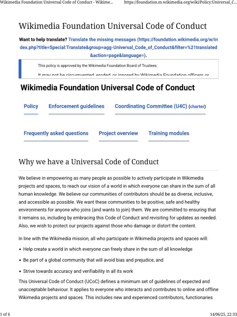 Wikimedia Foundation Universal Code of Conduct - Wikimedia Foundation ...