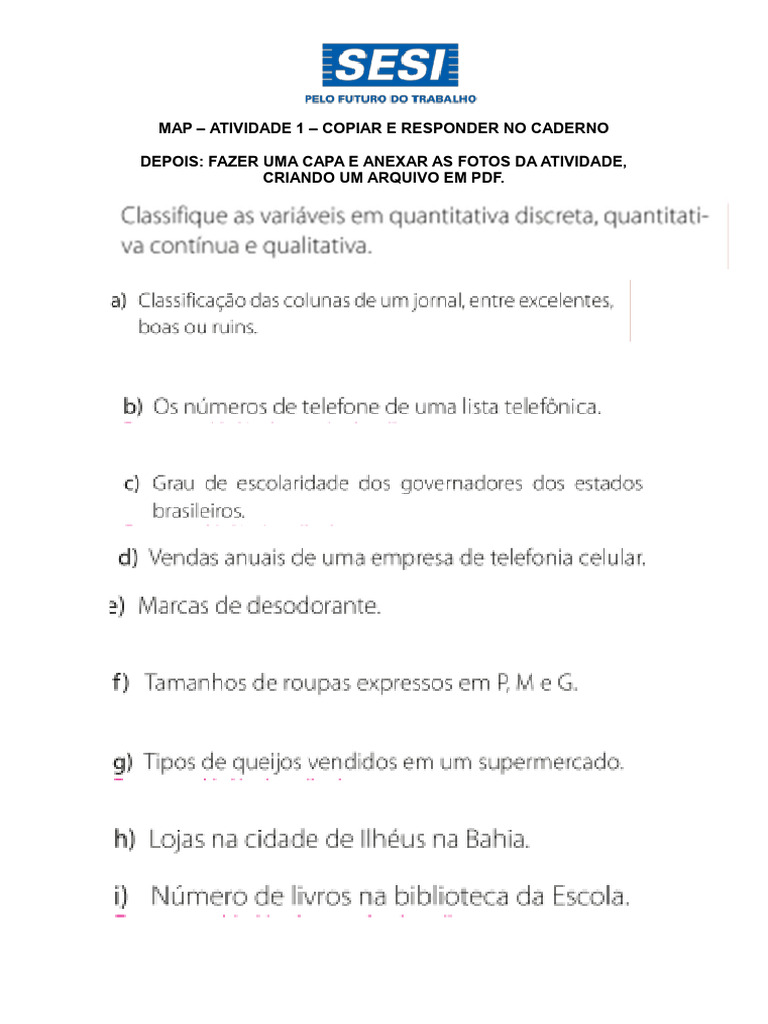Exercício Map 1 Ano Tarefa 1 | PDF