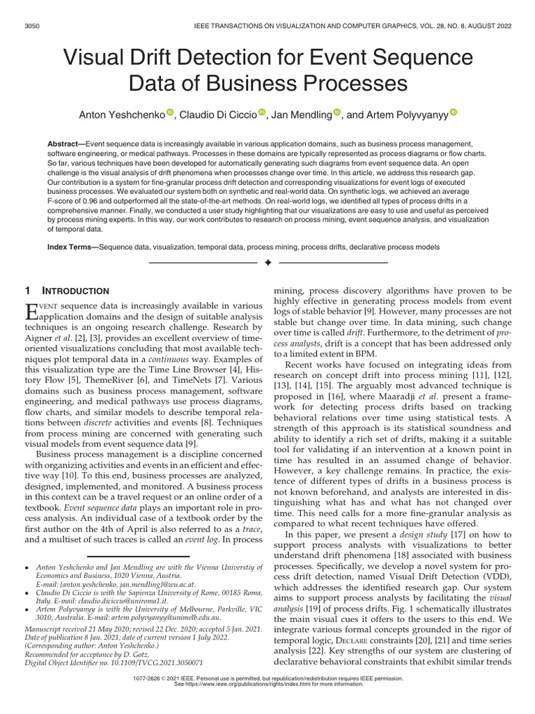 Visual_Drift_Detection_for_Event_Sequence_Data_of_Business_Processes | PDF | Visualization ...