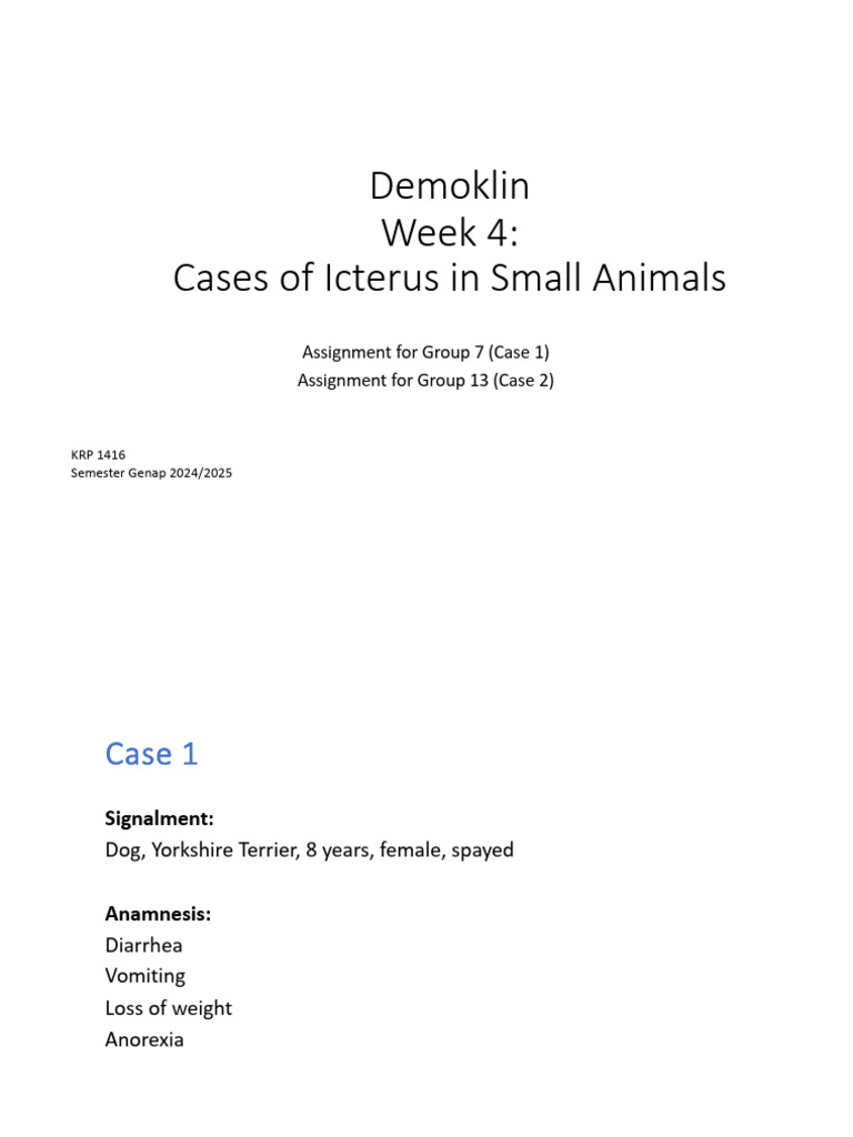 Icterus Cases in Small Animals Analysis | PDF | Clinical Medicine ...