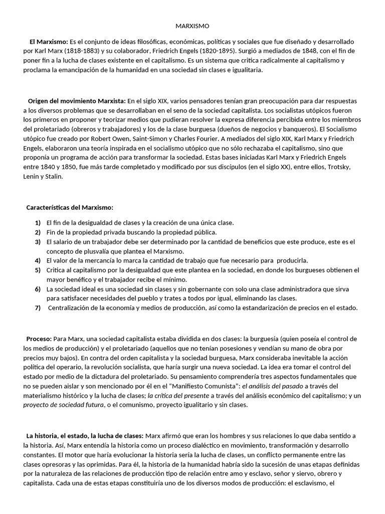 Marxismo, Explicación Simple. | PDF | marxismo | Karl Marx