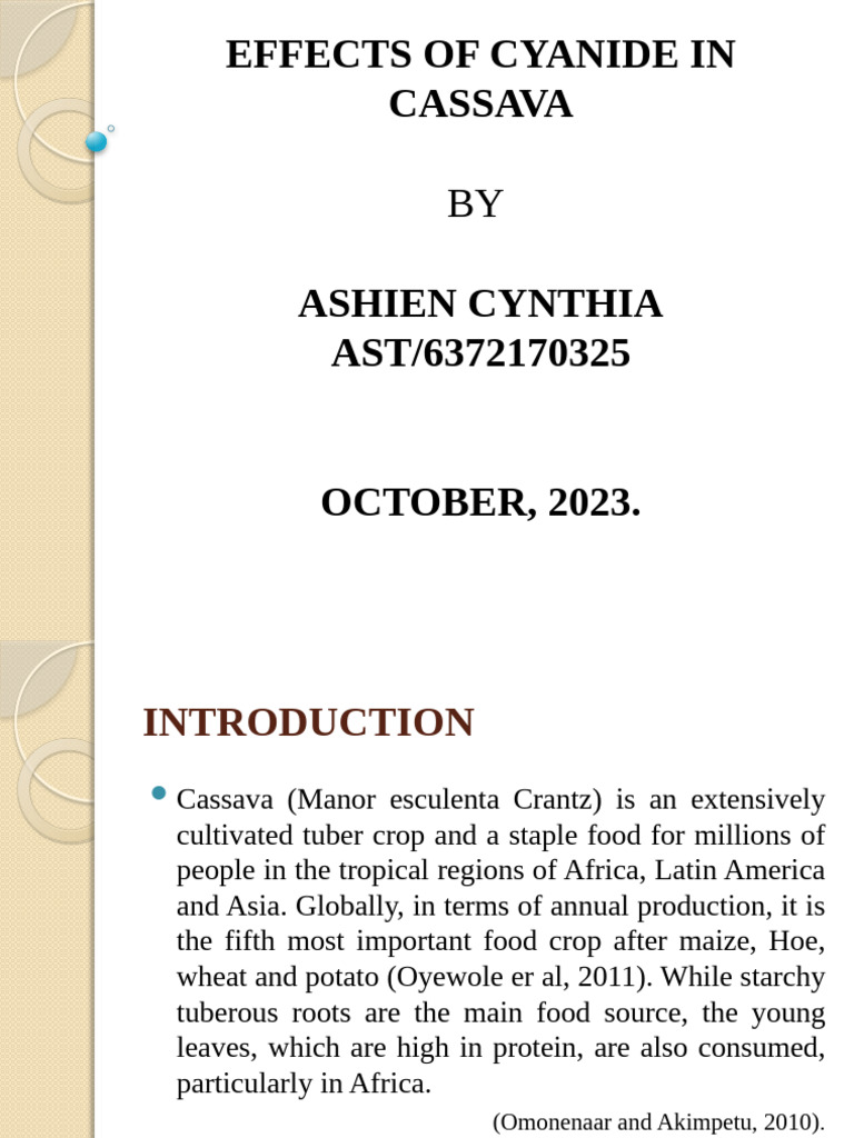 Cyanide Effects in Cassava Processing | PDF | Cyanide | Chemical Substances